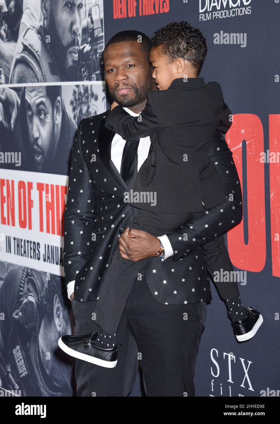 Curtis Jackson and Sire Jackson arriving for the STX films "Den Of ...