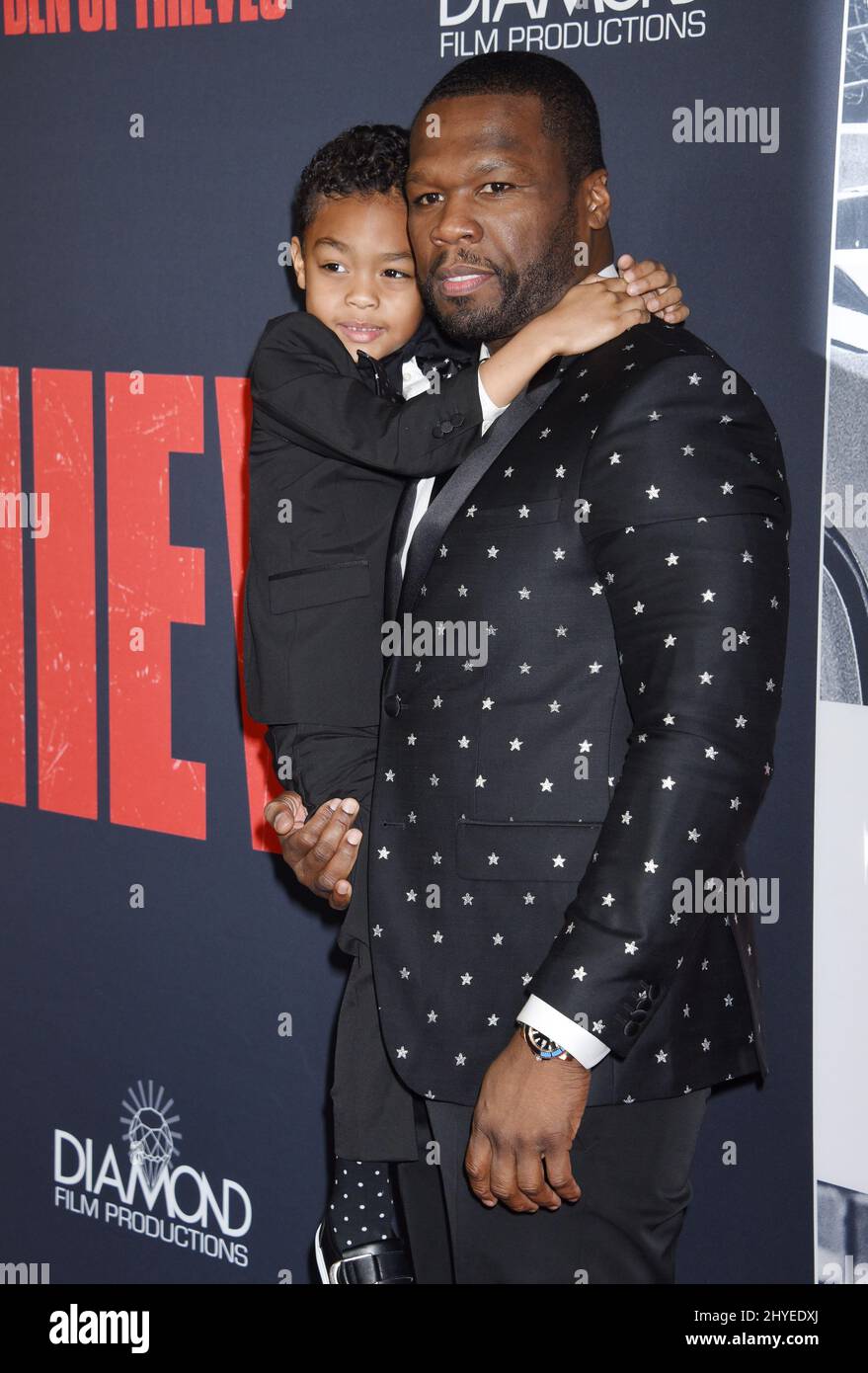 Curtis Jackson and Sire Jackson arriving for the STX films "Den Of ...