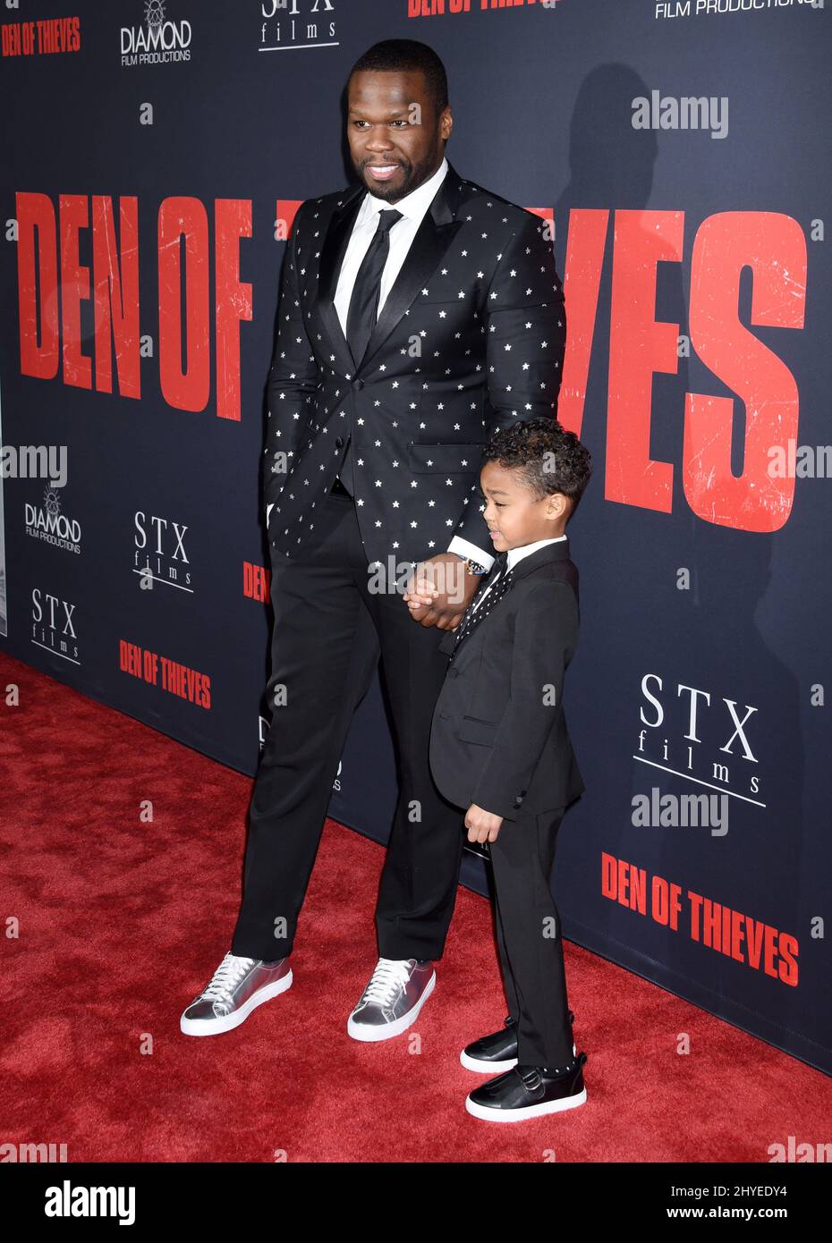 Curtis Jackson and Sire Jackson arriving for the STX films "Den Of ...