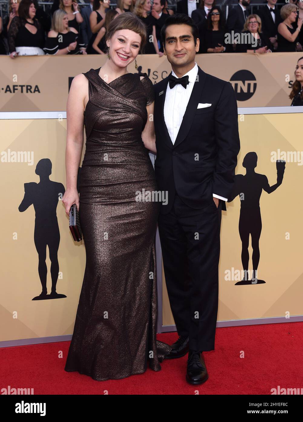 Kumail Nanjiani and Emily V. Gordon attending the 24th Annual Screen Actors Guild Awards held at ...