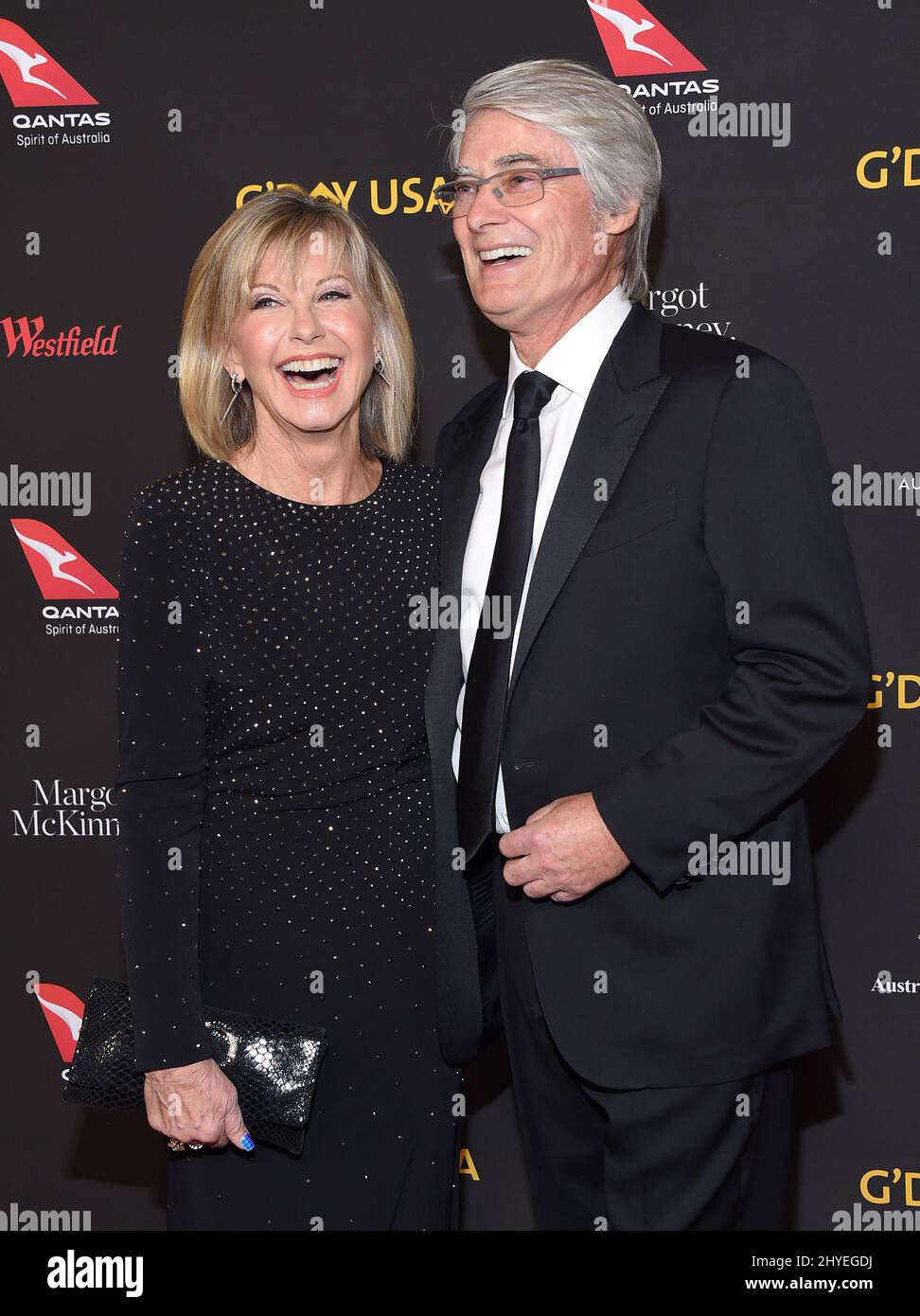 Olivia Newton John and John Farrar at the 2018 G'Day USA Black Tie Gala ...
