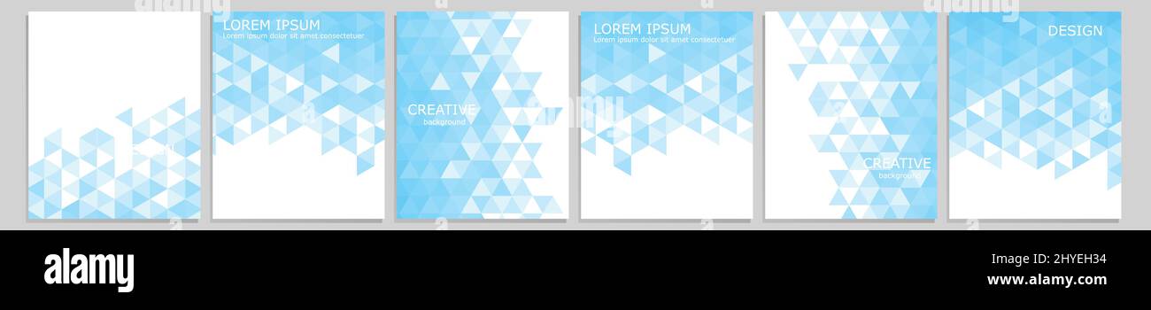 Set of vector cover notebook design. Abstract blue minimal triangles ...