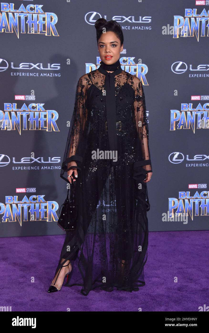 Tessa Thompson at the 'Black Panther' premiere held at the Dolby ...