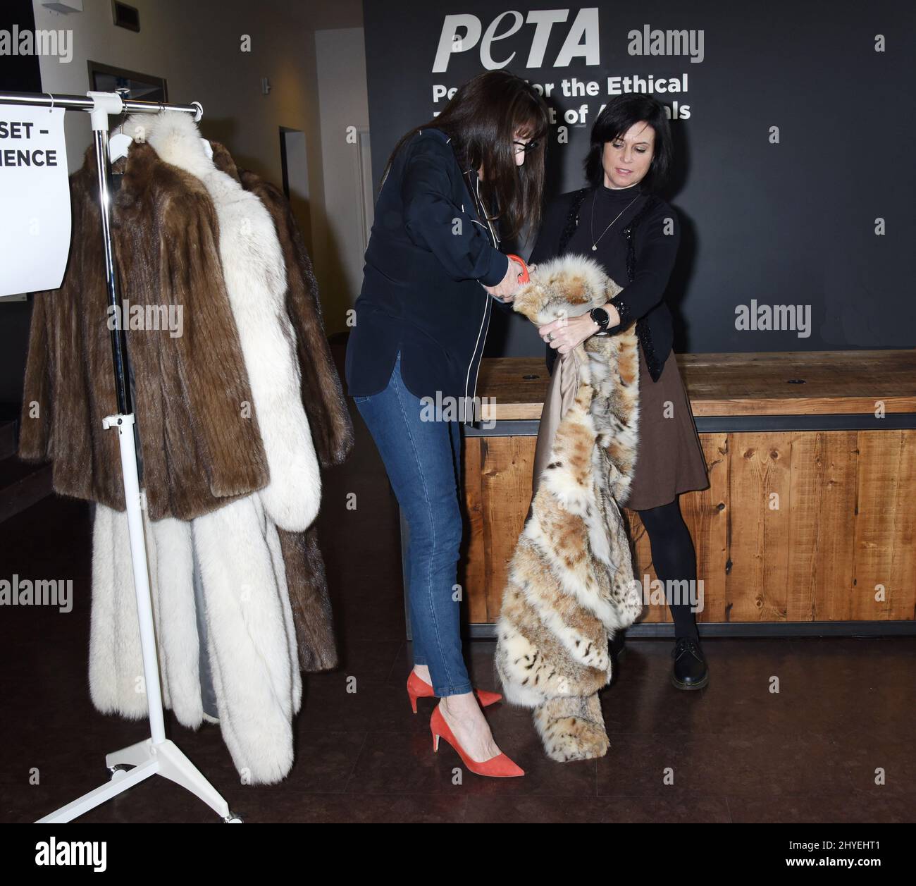 Anjelica Huston Donates Her Furs to PETA held at PETA Bob Barker ...