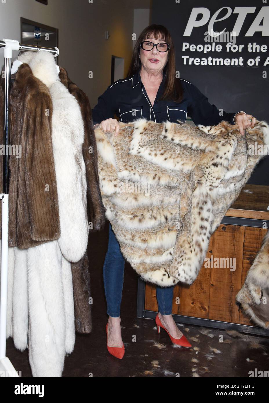 Anjelica Huston Donates Her Furs to PETA held at PETA Bob Barker ...