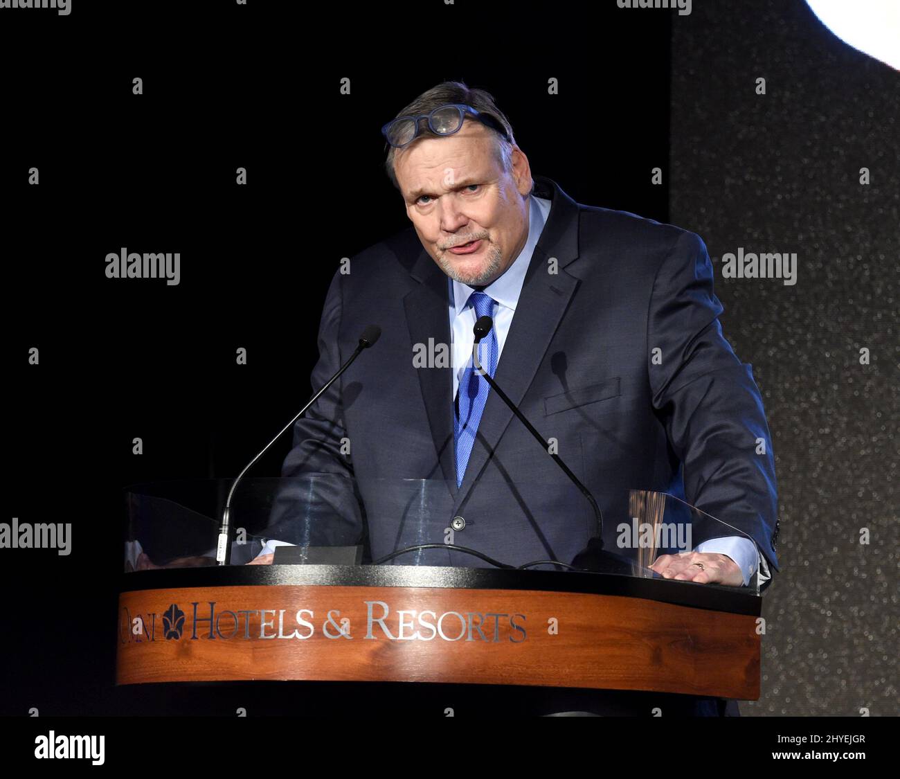 Country Radio Broadcasters, Inc. Executive Director Bill Mayne onstage ...