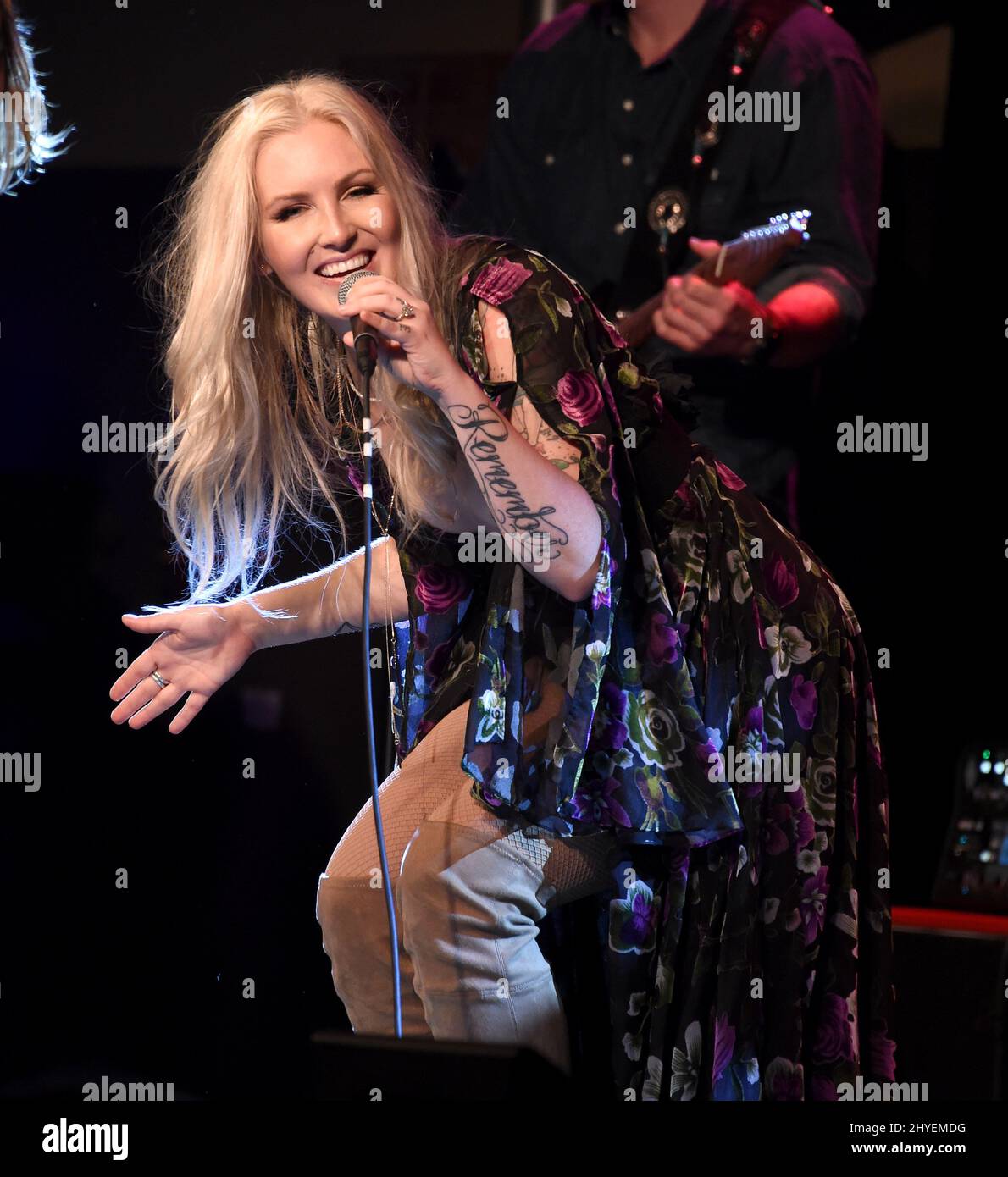 Cherish Lee onstage at her 'Tequila Cowgirl' debut CD release celebration held at 3rd & Lindsley ...