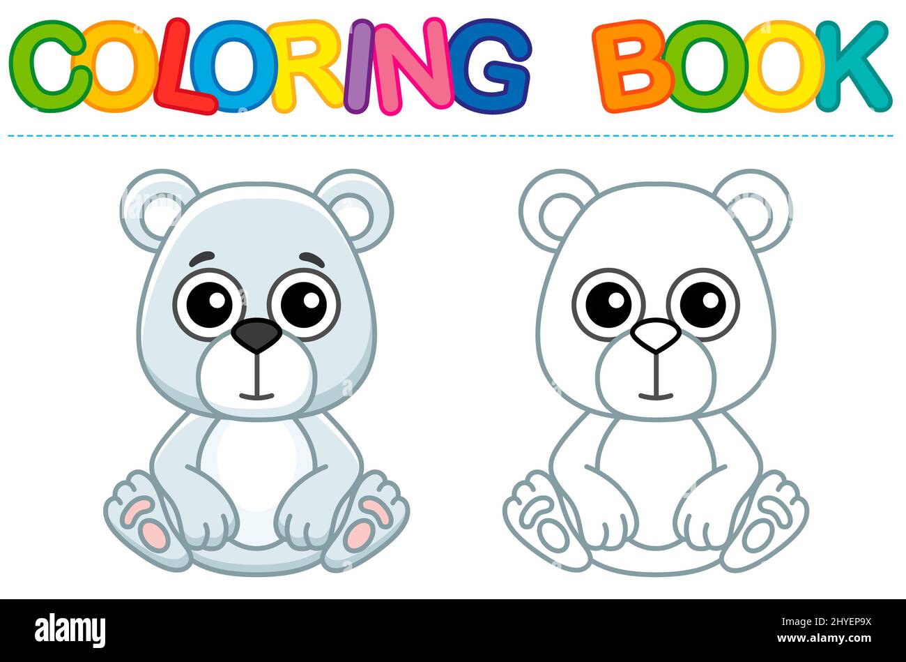 Zoo animal for children coloring book. Funny polar bear in a cartoon ...