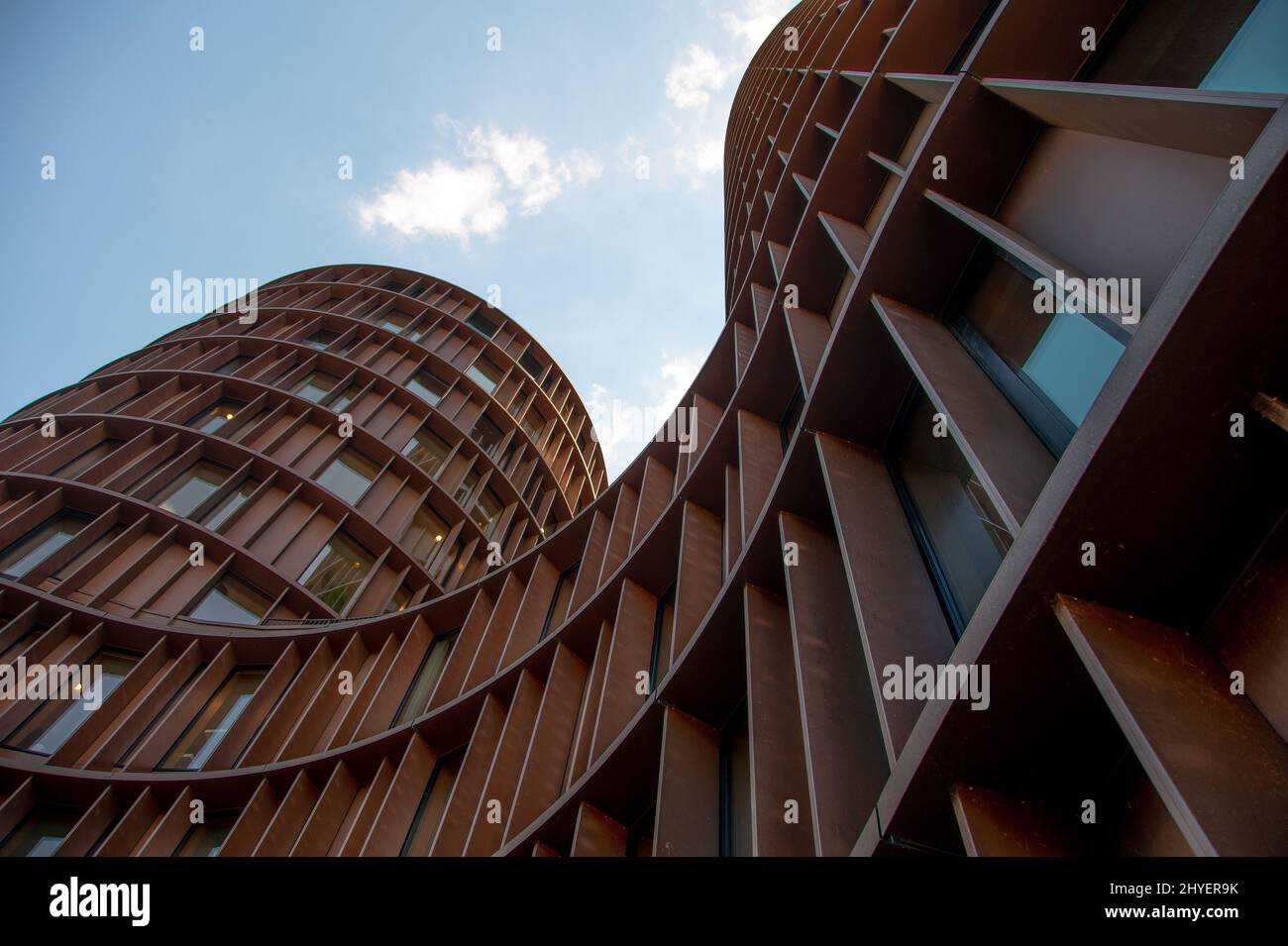 Low angle shot of the modern Axel Towers in Copenhagen Stock Photo - Alamy