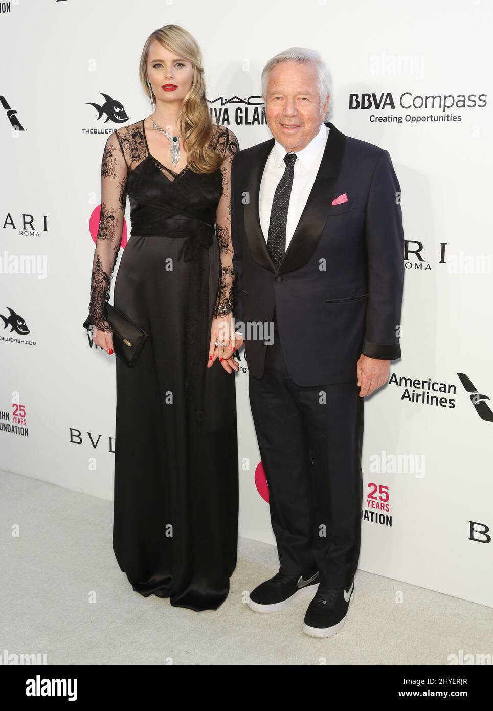 Ricki Lander, Robert Kraft attending the Elton John AIDs foundation ...