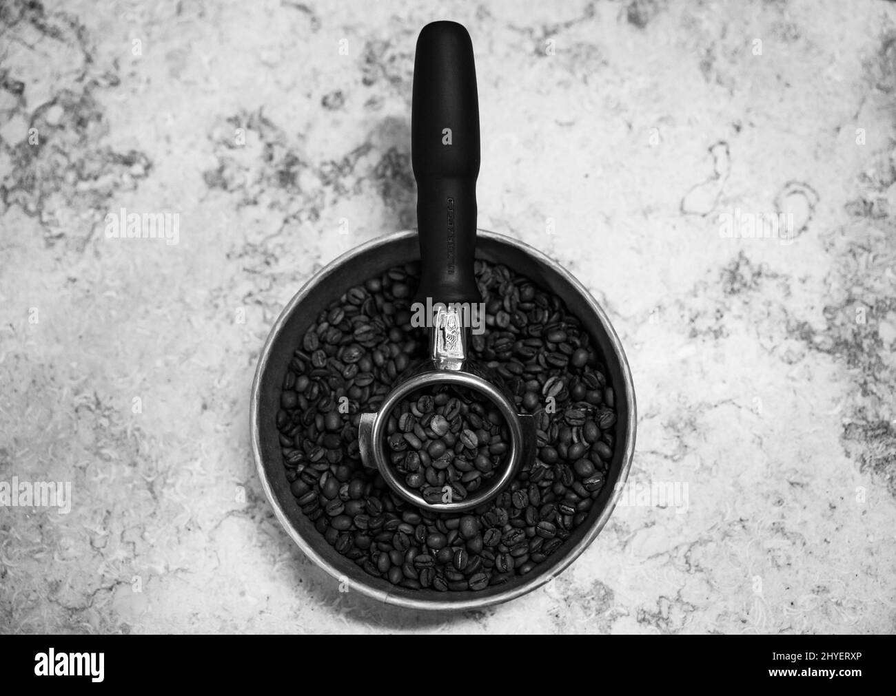 Grayscale top view of the Traditional Bosnian and Modern Coffee Stock ...