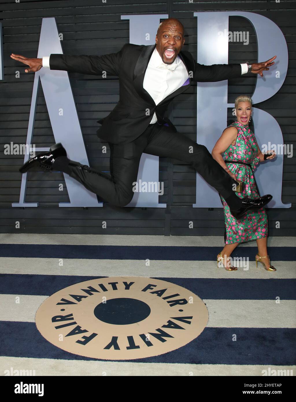 Terry Crews and Rebecca Crews attending the Vanity Fair Oscar Party ...