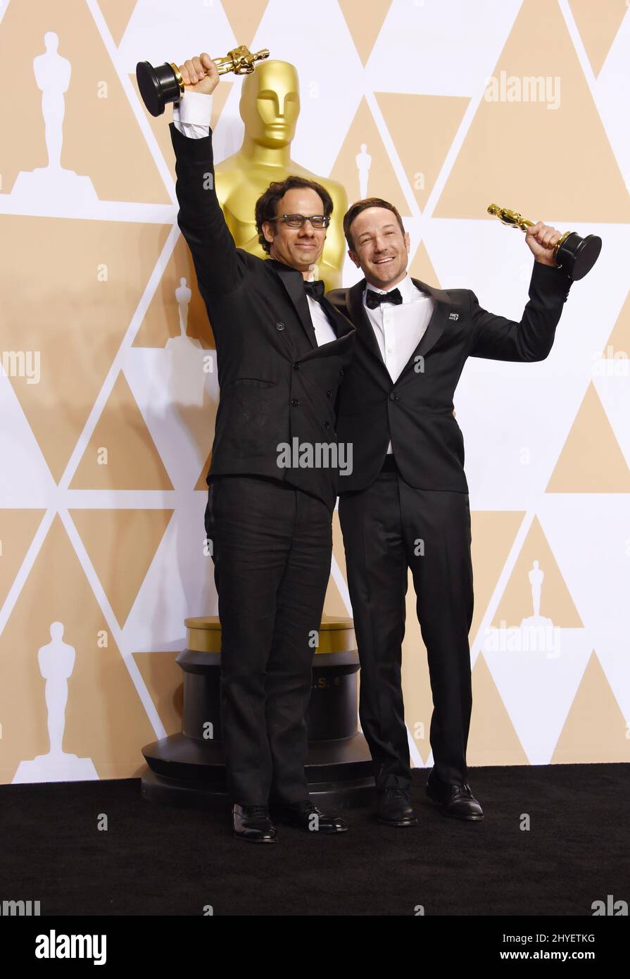 Bryan Fogel and Dan Cogan in the pressroom at the 90th Academy Awards ...