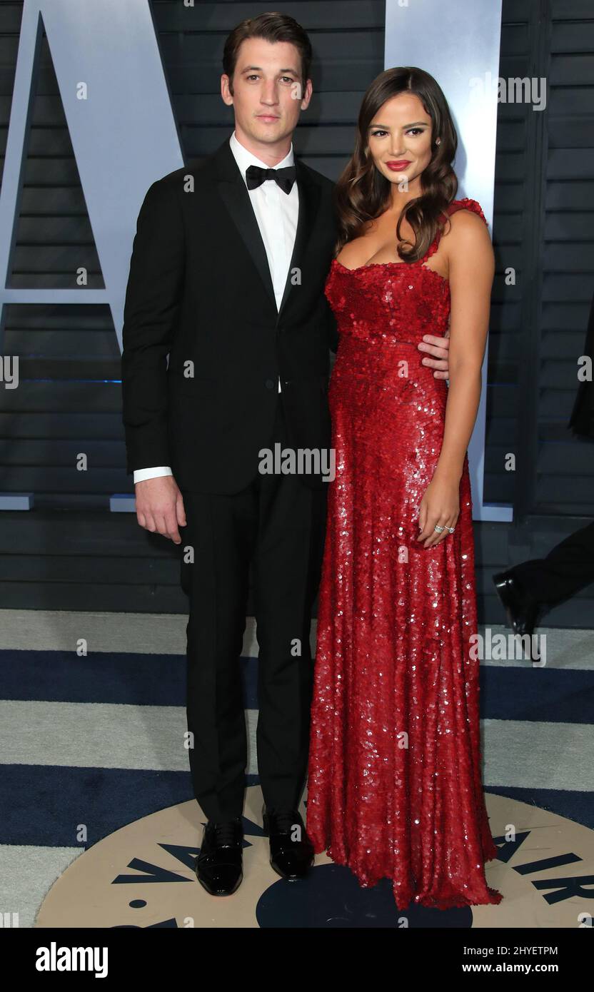 Miles Teller, Keleigh Sperry attending the Vanity Fair Oscar Party held ...