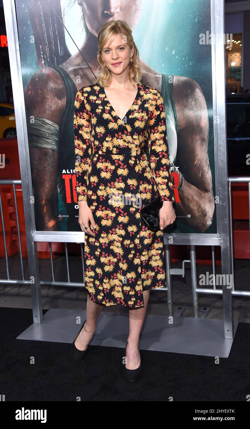 Georgia King attending the US Premiere of Tomb Raider in Los Angeles ...