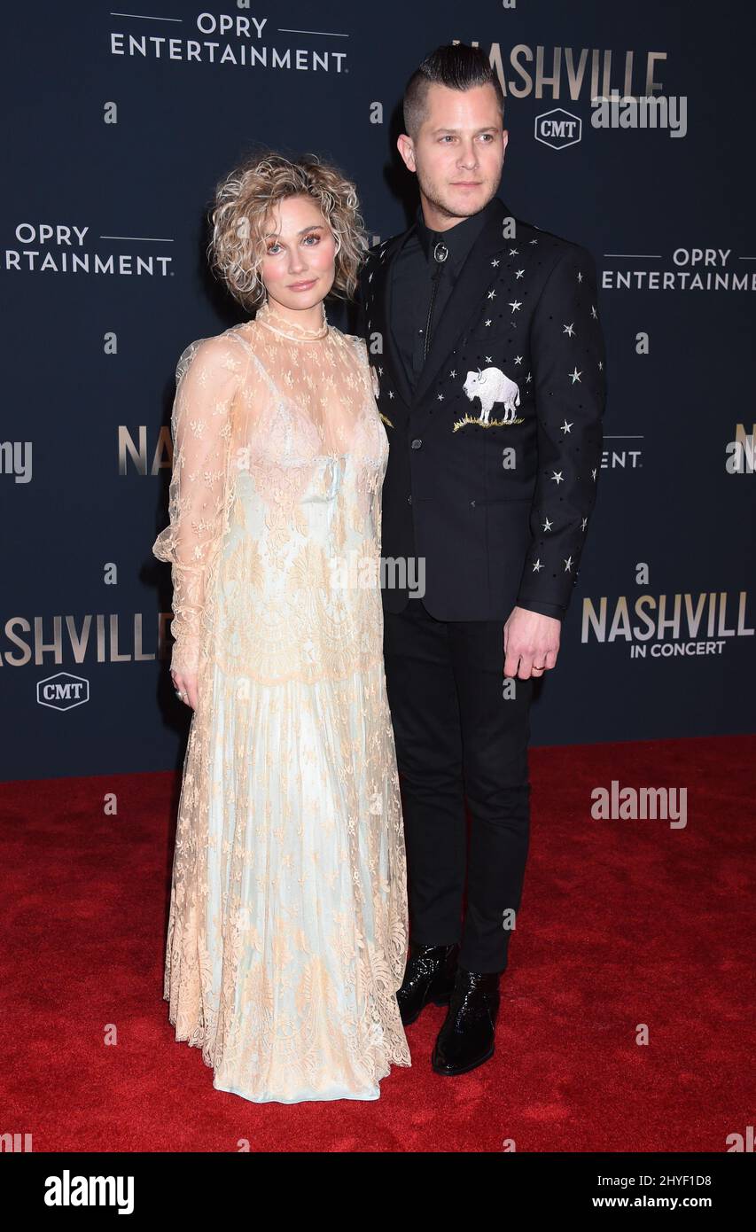 Clare Bowen and Brandon Robert Young arriving at Nashville in Concert ...