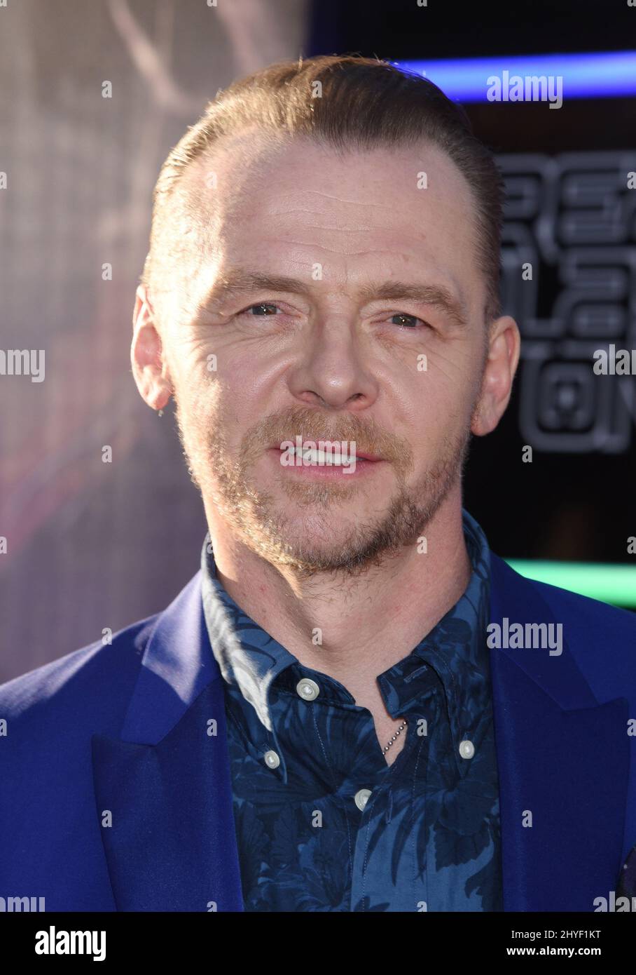 Simon Pegg attending the premiere of Ready Player One in Los Angeles ...
