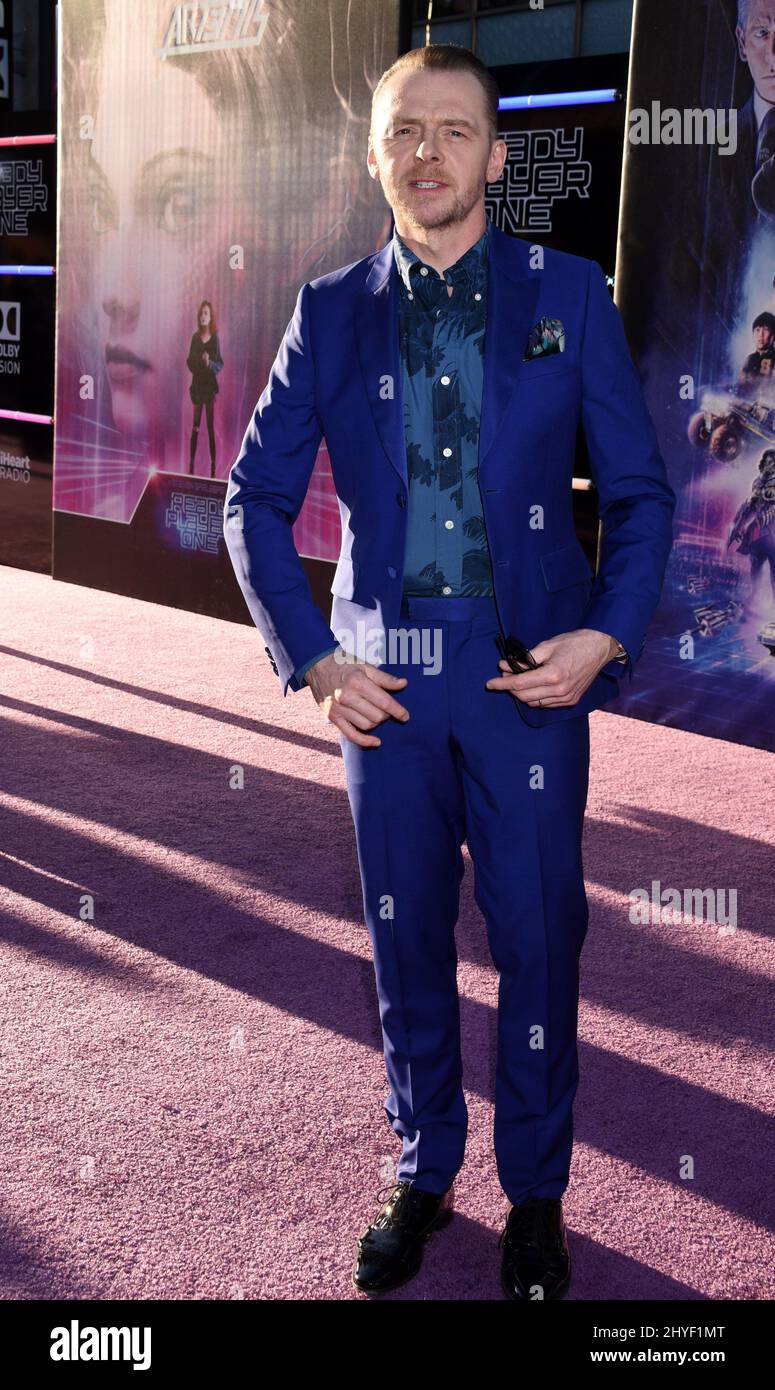 Simon Pegg attending the premiere of Ready Player One in Los Angeles ...