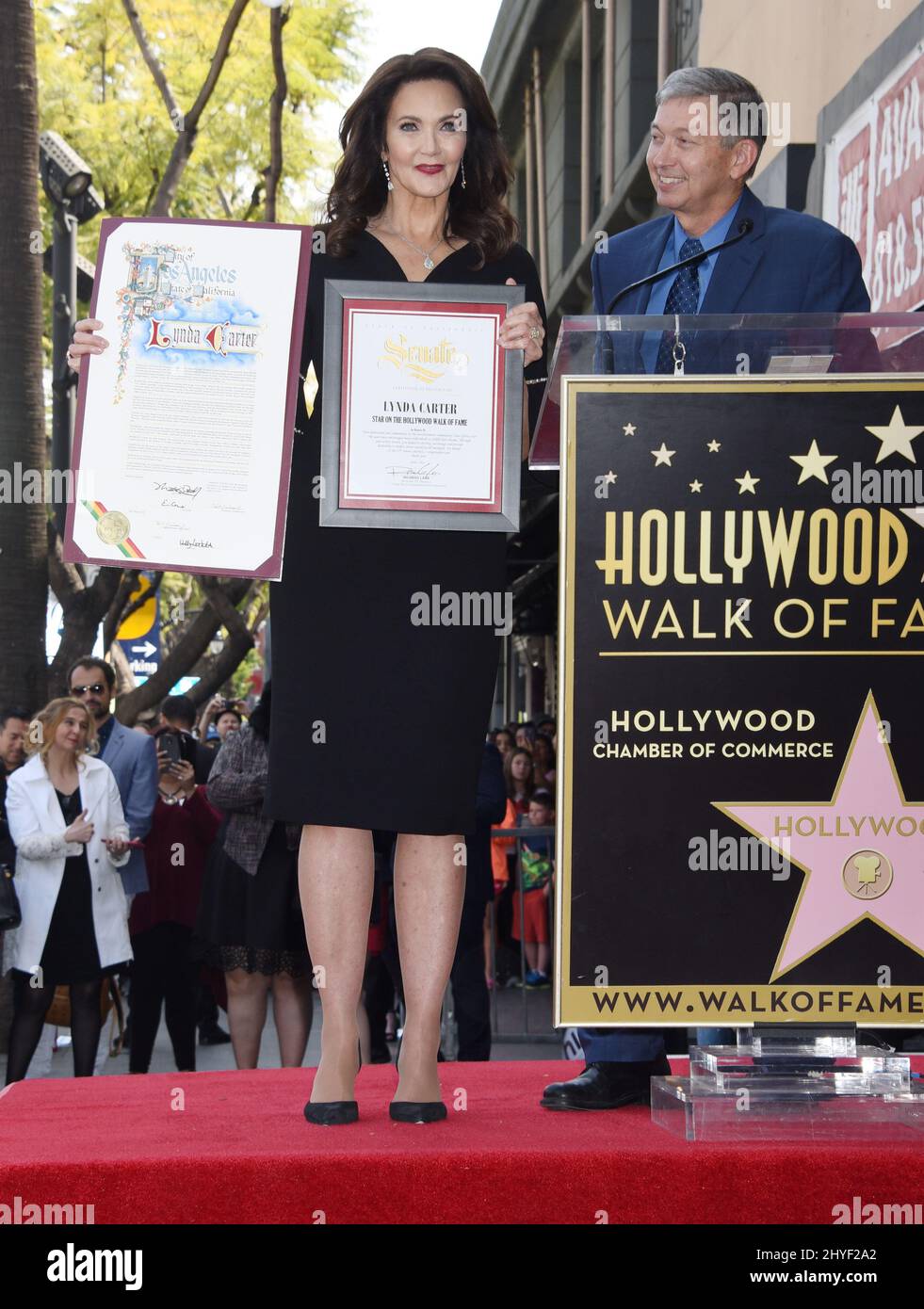 Lynda Carter and Leron Gubler at the Lynda Carter Star Ceremony held on ...