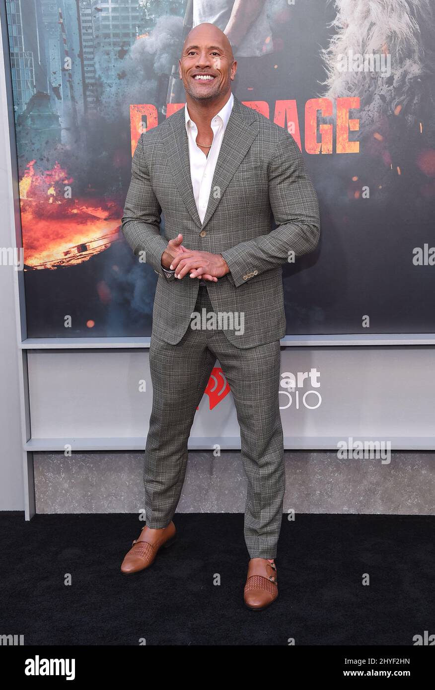 Dwayne Johnson attending the world premiere of "Rampage" held at the ...
