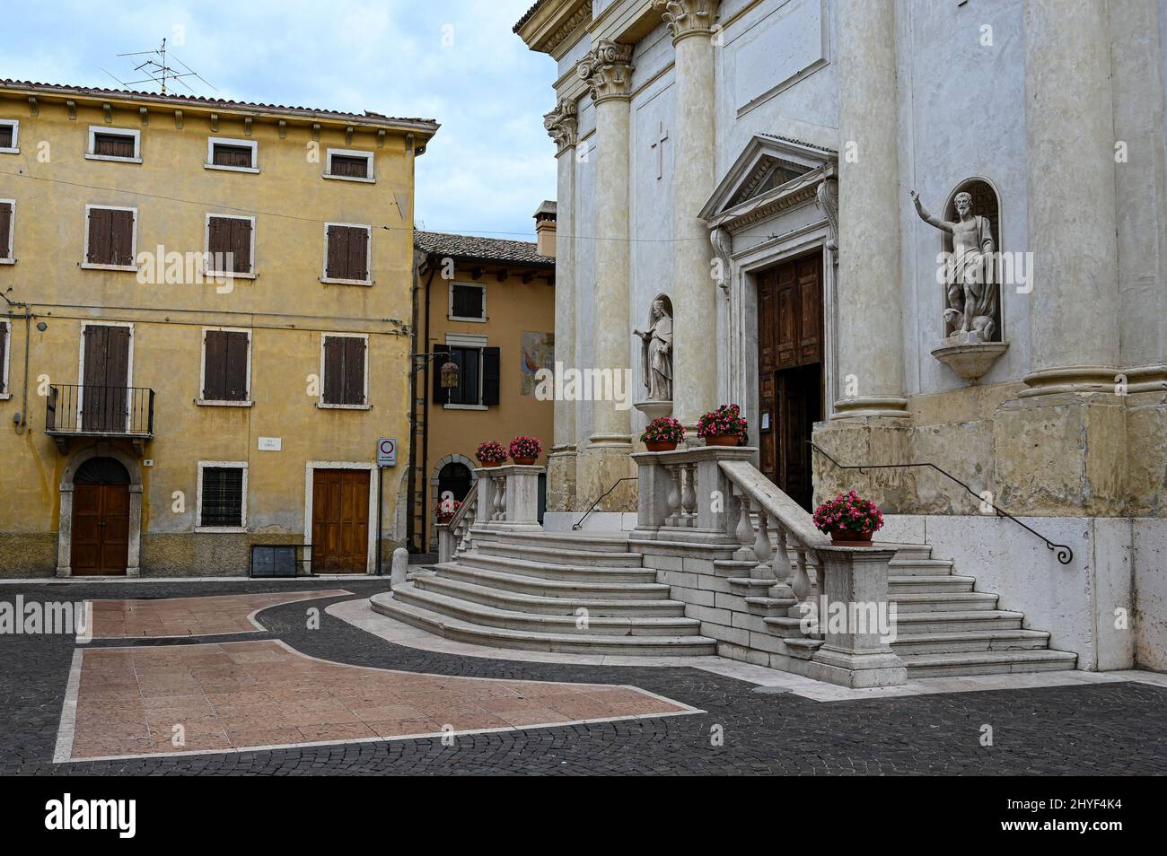 View of an old designed church with sculpture on the exterior design ...