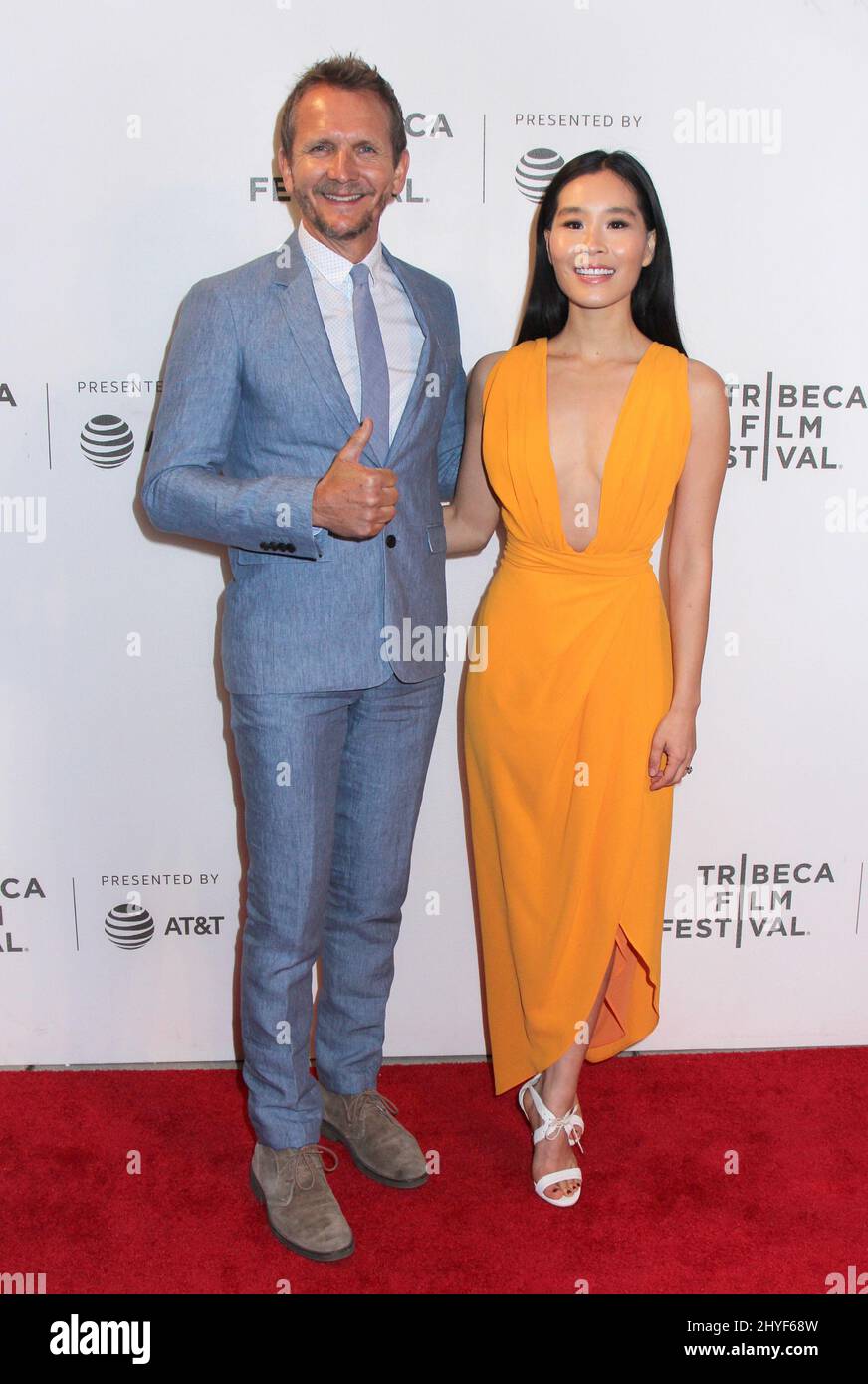 Sebastian Roche & wife Alicia Hannah arrives at the 2018 Tribeca Film ...