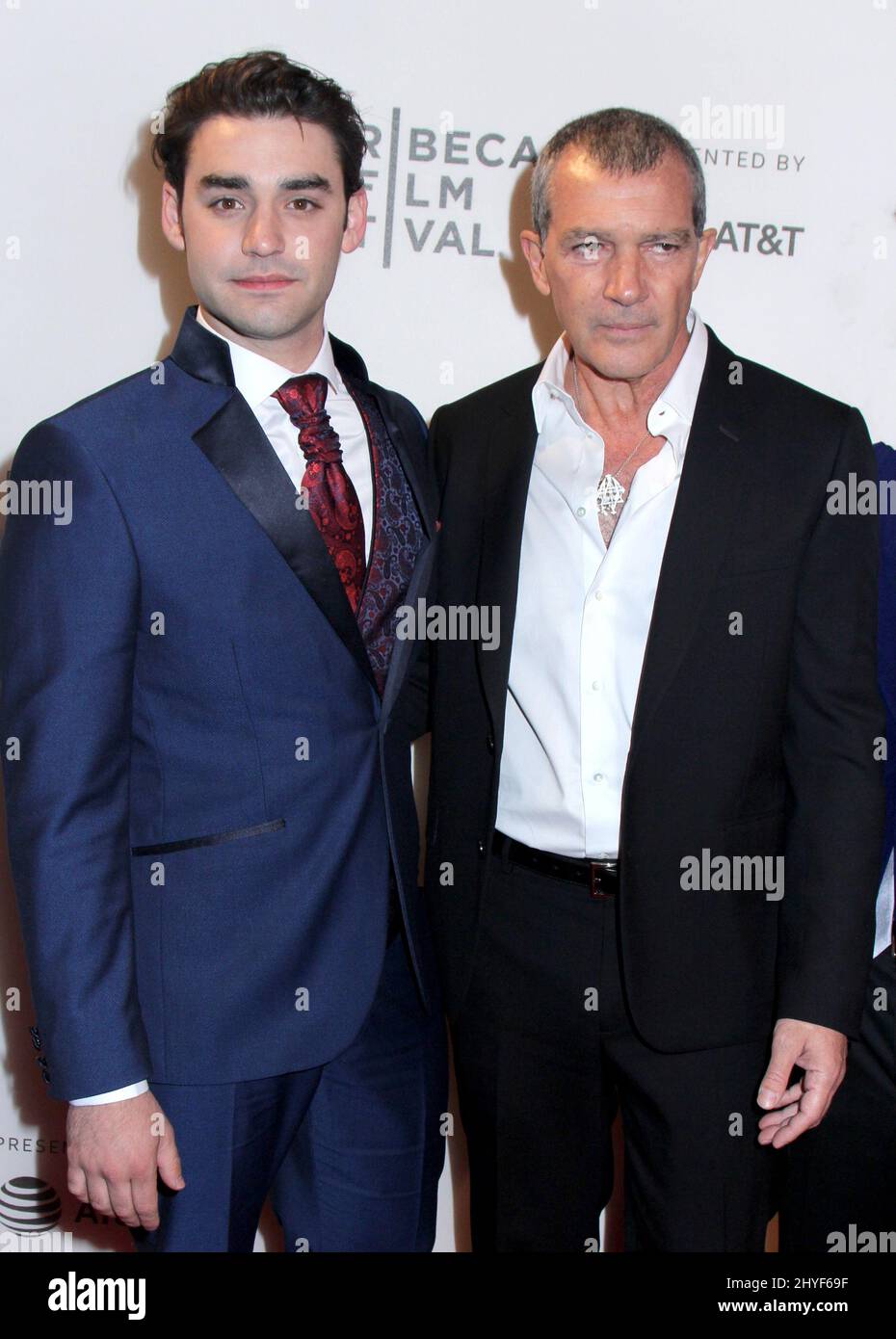 Alex Rich & Antonio Banderas arrives at the 2018 Tribeca Film Festival ...