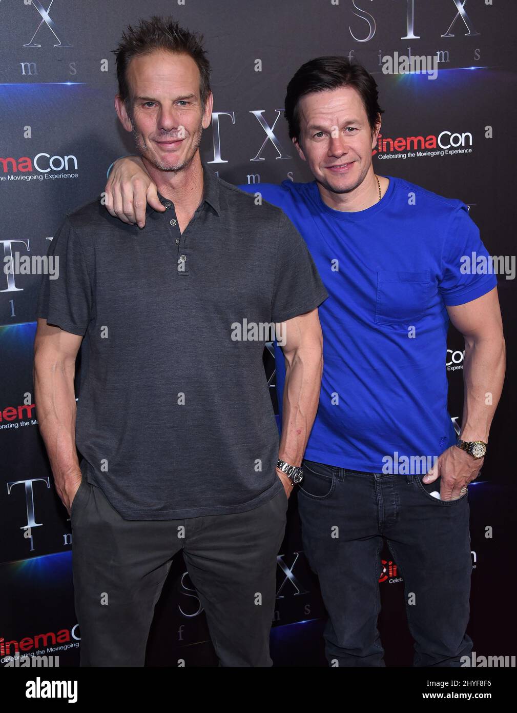 Peter Berg and Mark Wahlberg attending STXfilms at CinemaCon 2018 in ...