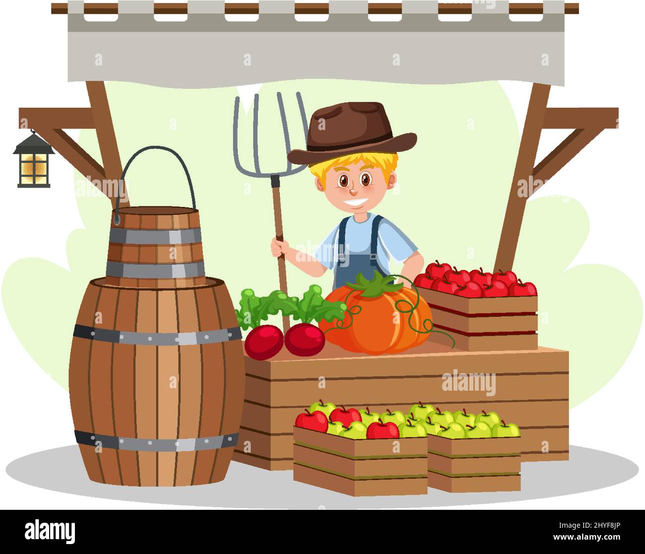 Flea market concept with fruit store illustration Stock Vector Image ...