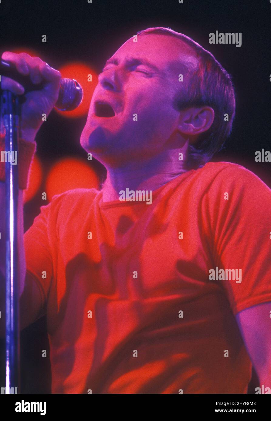 Phil Collins of British Progressive rock band Genesis on stage in ...