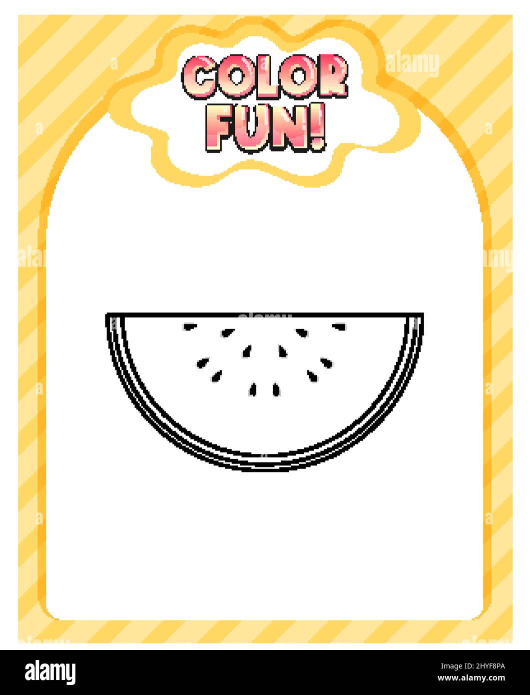 Worksheets template with color fun! text and watermelon outline ...