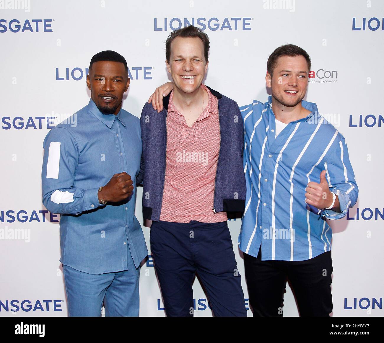 Jamie Foxx, Otto Bathurst, Taron Egerton arrive at the Lionsgate panel ...
