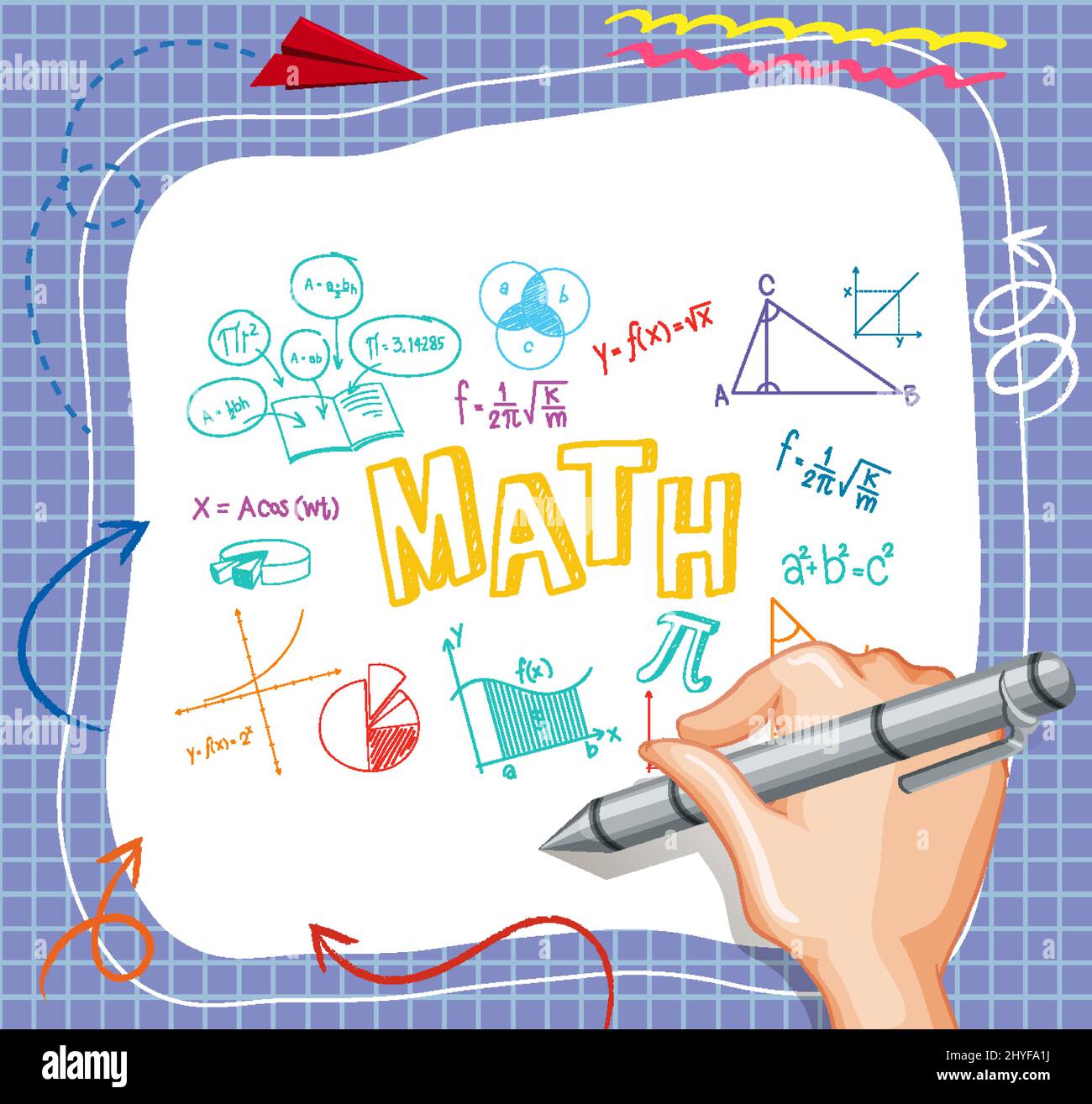 Hand writing math formula on paper note illustration Stock Vector Image ...