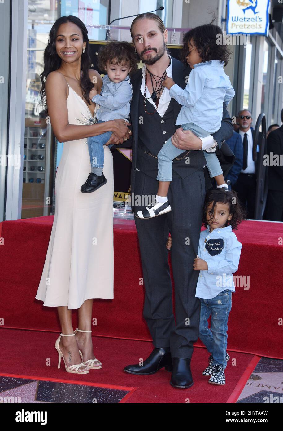 Zoe Saldana, Zen Perego-Saldana, Marco Perego-Saldana, Bowie Perego ...