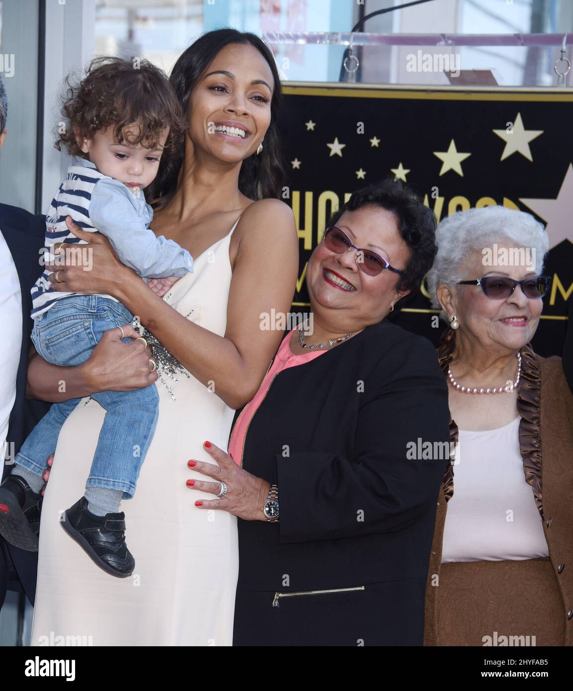 Zoe Saldana, Zen Perego-Saldana, Asalia Nazario and Grandma at the Zoe ...