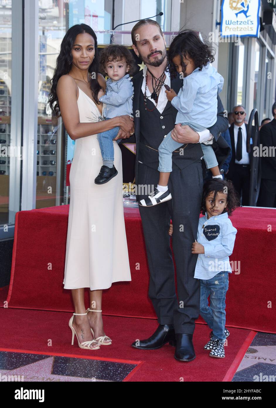 Zoe Saldana, Zen Perego-Saldana, Marco Perego-Saldana, Bowie Perego ...