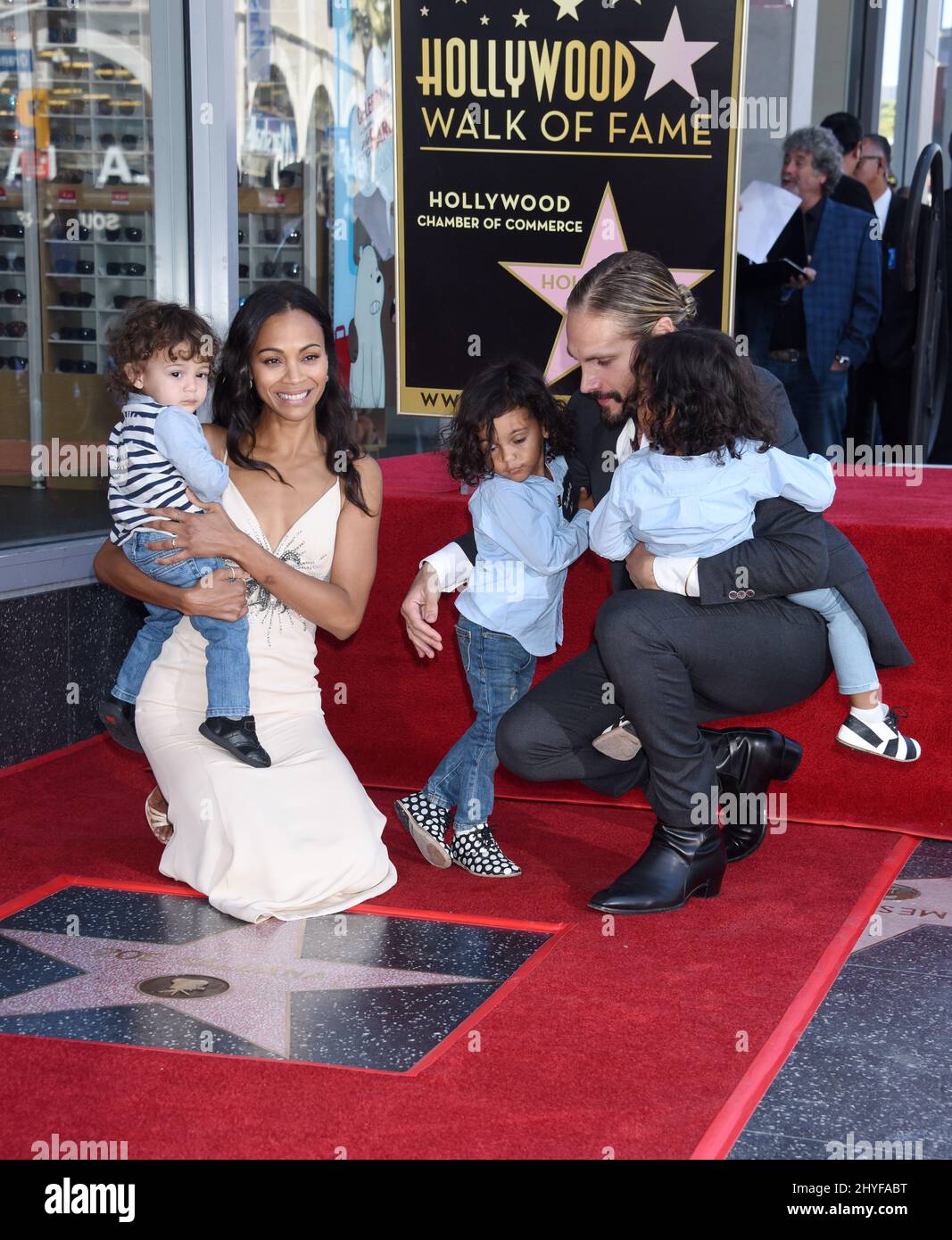 Zoe Saldana, Zen Perego-Saldana, Marco Perego-Saldana, Bowie Perego ...