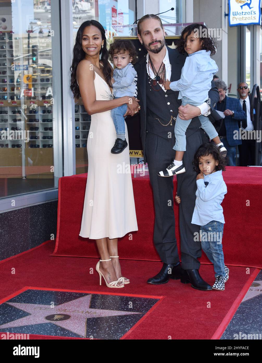 Zoe Saldana, Zen Perego-Saldana, Marco Perego-Saldana, Bowie Perego ...