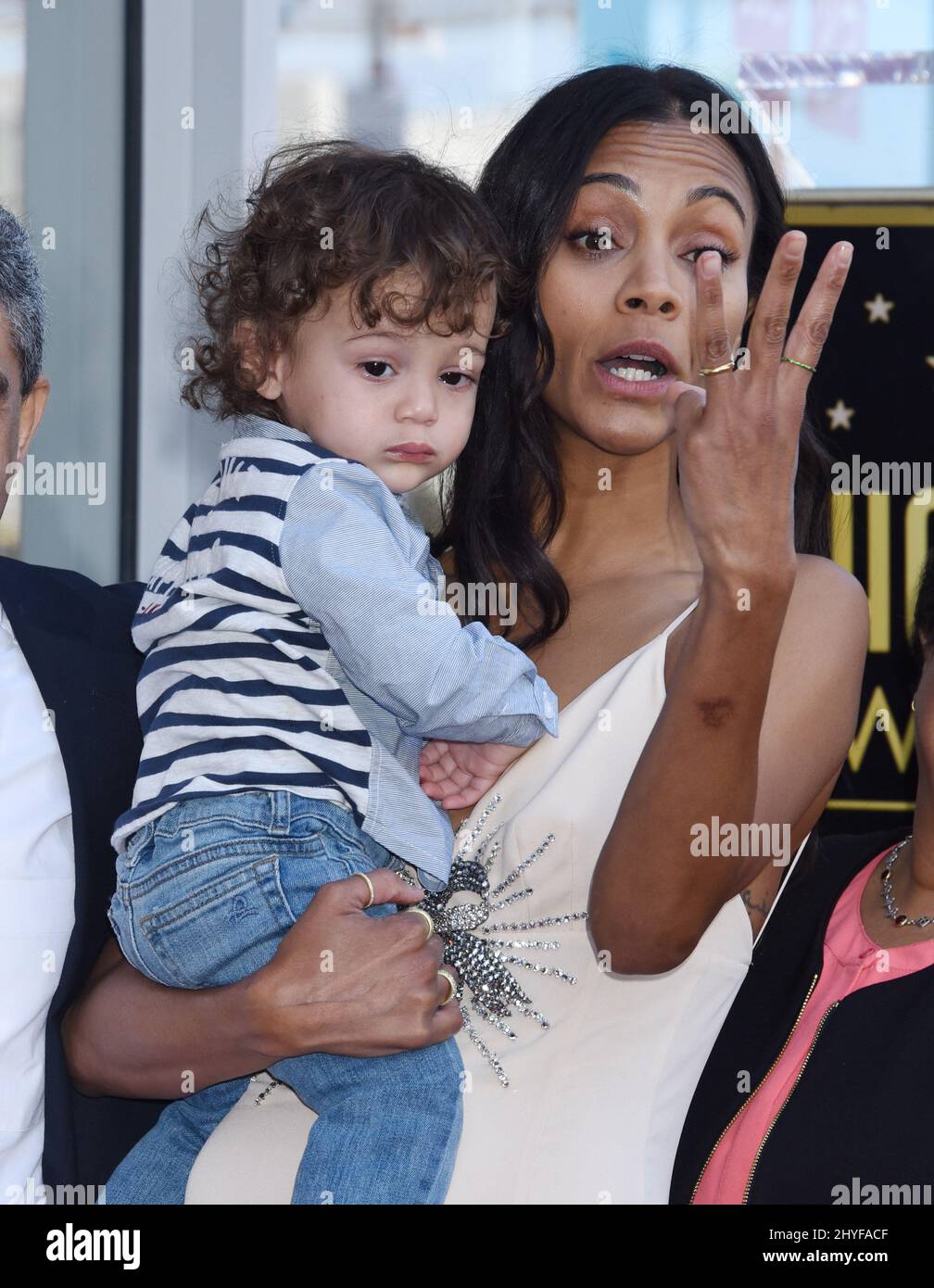 Zoe Saldana and Zen Perego-Saldana at the Zoe Saldana Star Ceremony ...