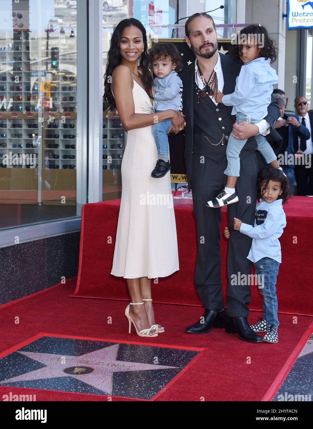Zoe Saldana, Zen Perego-Saldana, Marco Perego-Saldana, Bowie Perego ...
