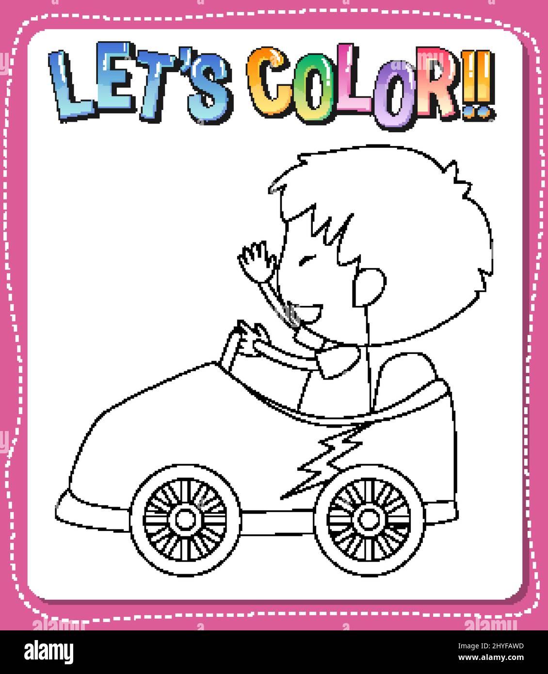 Worksheets template with let’s color!! text and girl outline ...