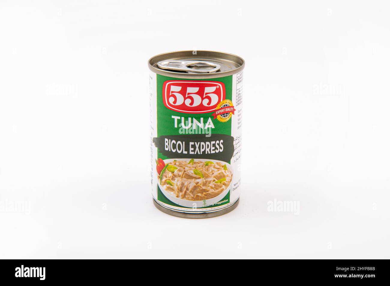 555 Tuna Bicol Express 155g on white background Stock Photo - Alamy