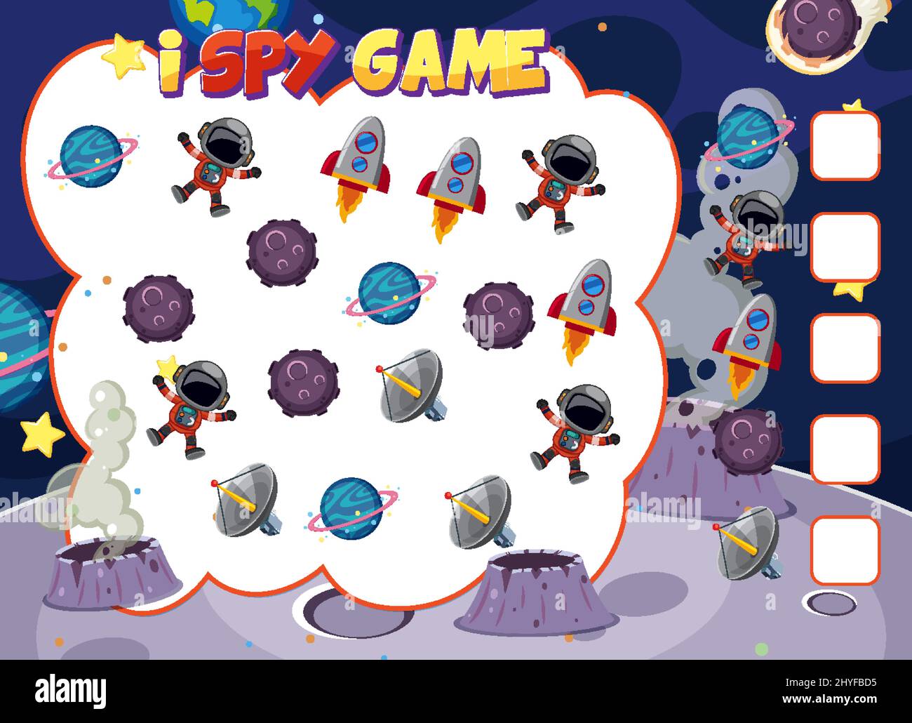 Math counting game template of space illustration Stock Vector Image ...