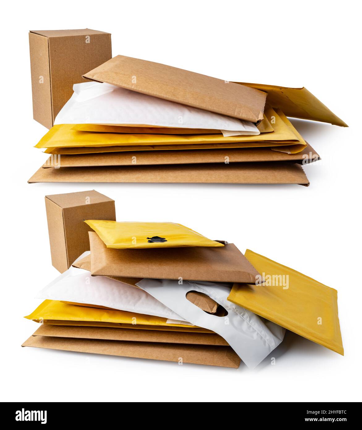 Stack of envelopes on white background Stock Photo - Alamy