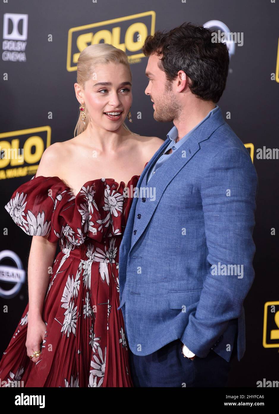 Emilia Clarke and Alden Ehrenreich at "Solo: A Star War Story" World ...