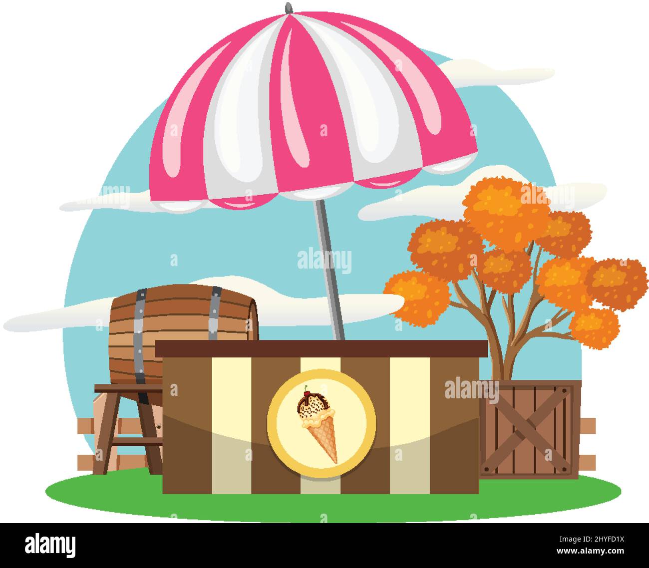 Market stall concept with ice cream shop stall illustration Stock ...