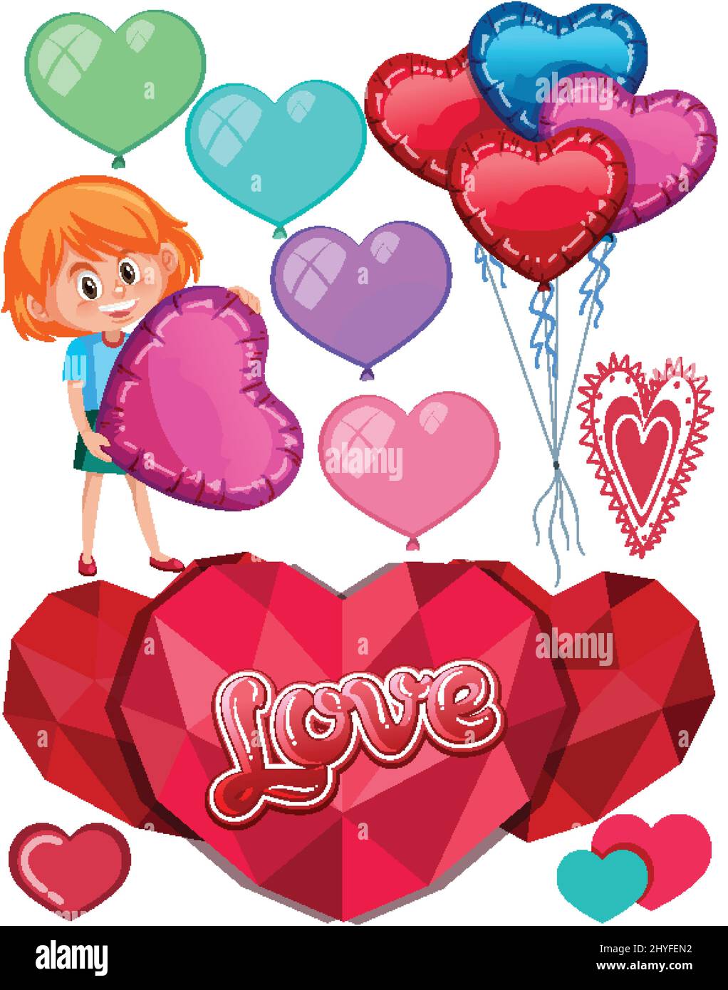 Valentine theme with many hearts illustration Stock Vector Image & Art ...