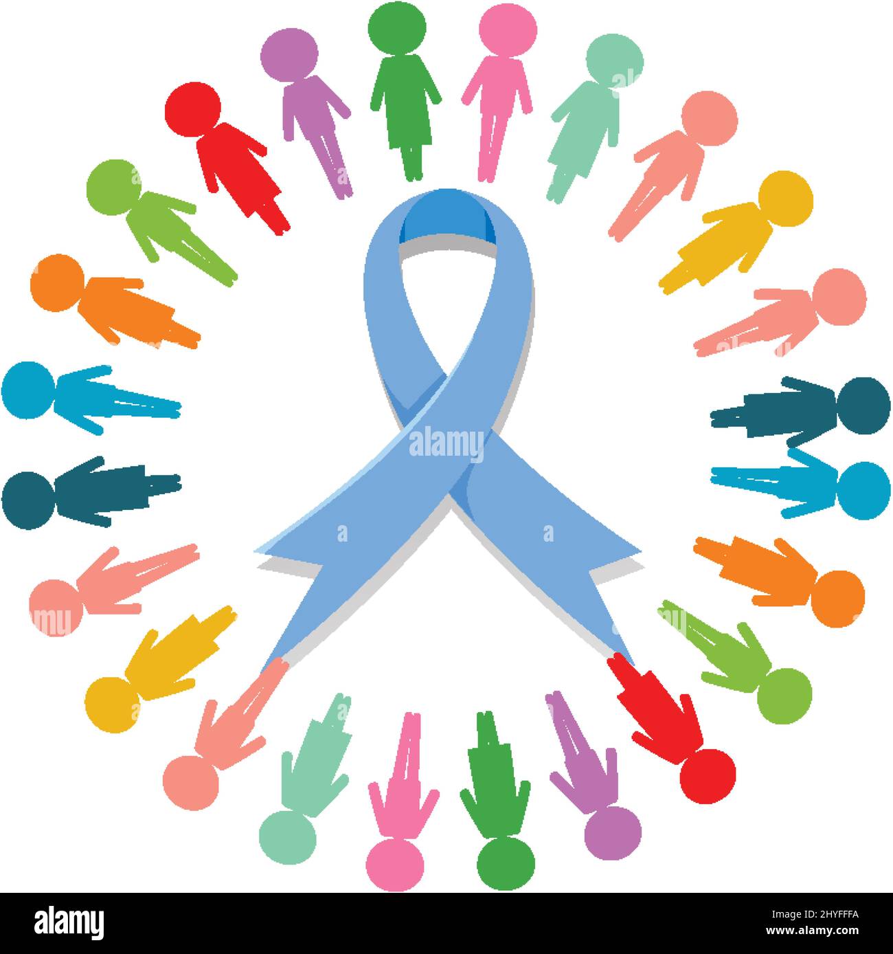 Human symbols surrounding the blue ribbon illustration Stock Vector ...