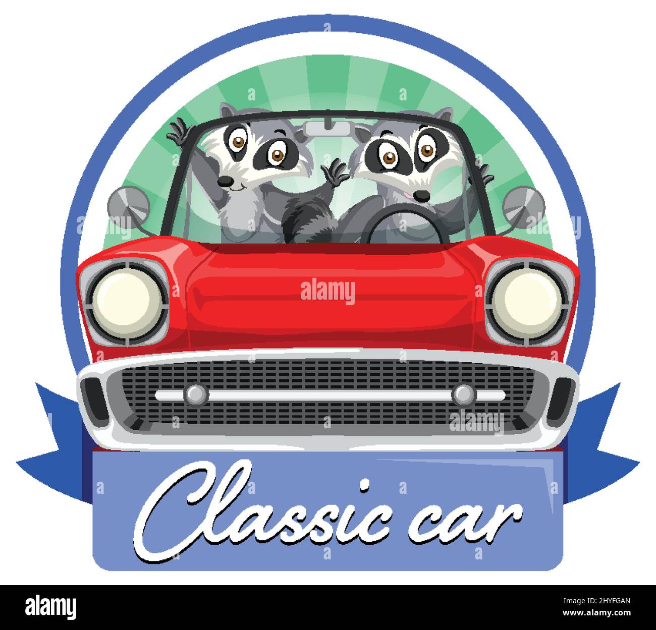 The classic car concept with old car front view illustration Stock ...