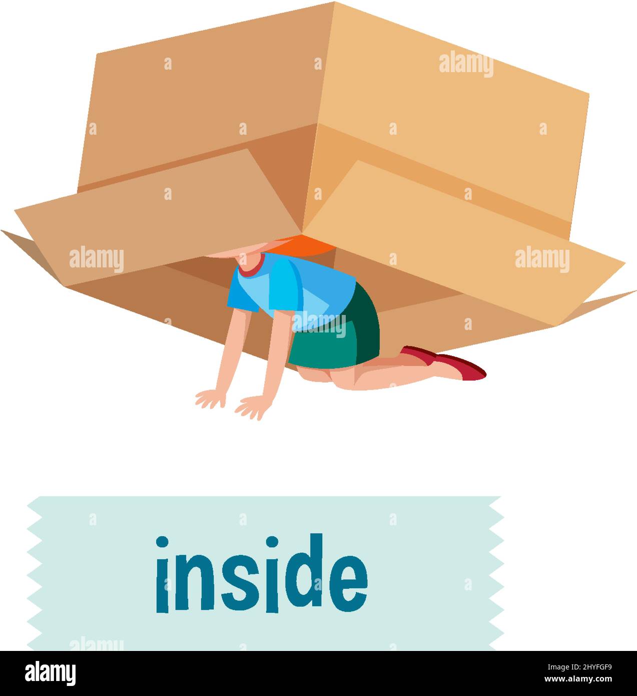 Girl inside a box Stock Vector Images - Alamy